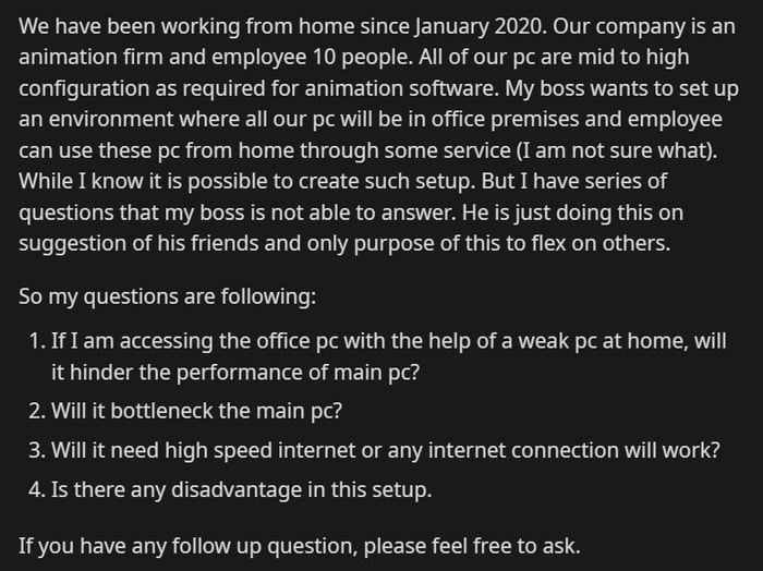IT folks of 9GAG! I have a query related to remote working. - 9GAG