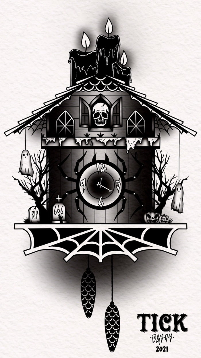 Spooky clock for inktober - 9GAG
