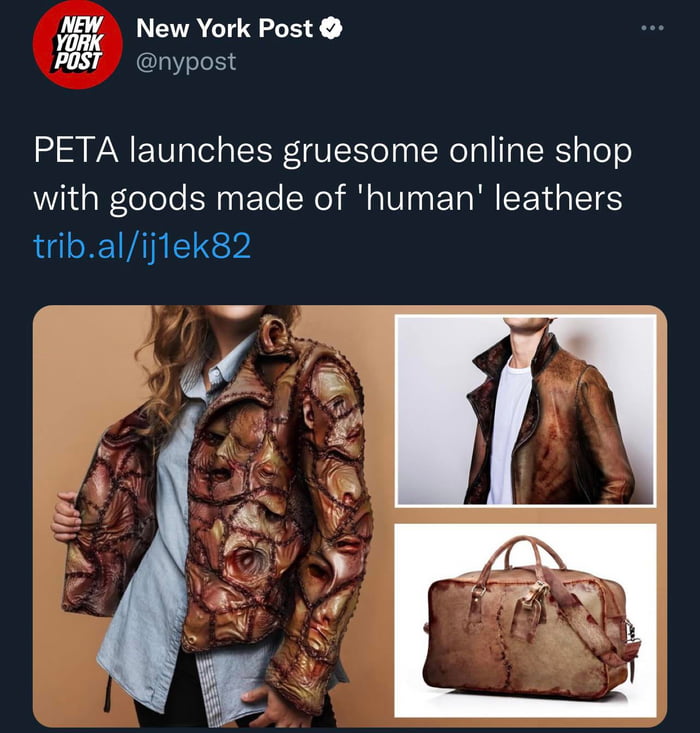 PETA, The Human-Leather-Smith - 9GAG