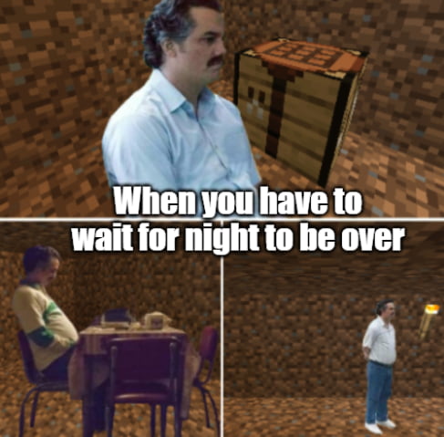 Minecraft first night be like - 9GAG