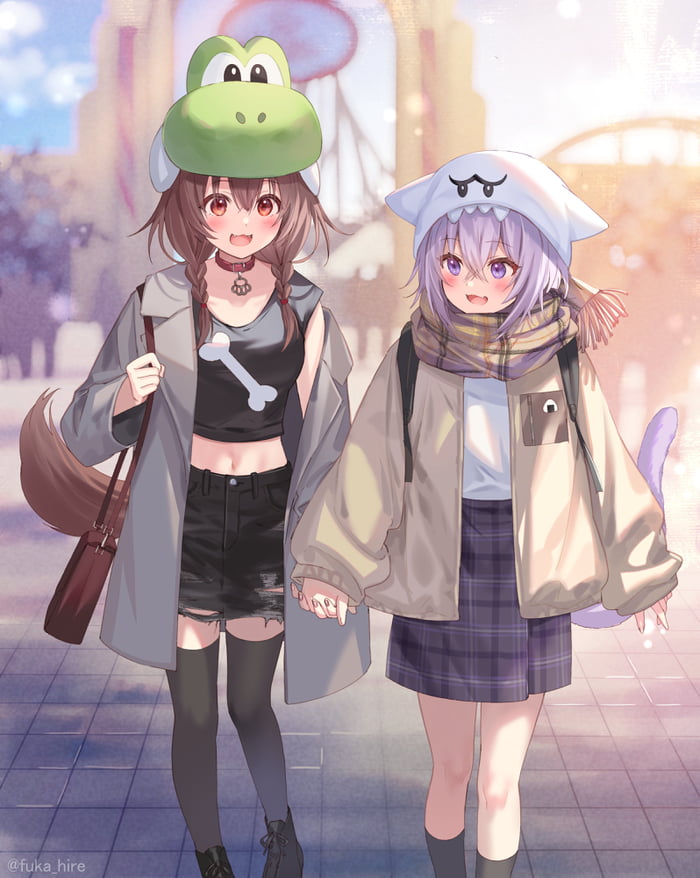 Inugami Korone and Nekomata Okayu - 9GAG