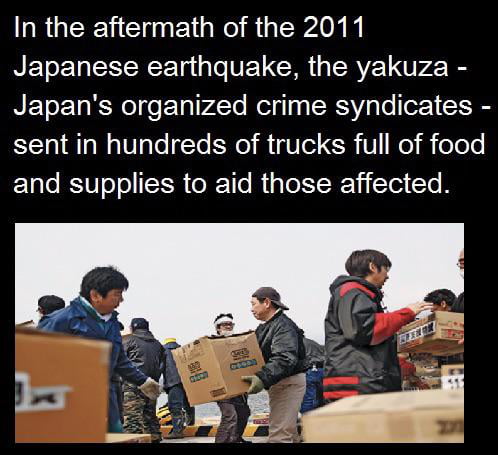 The Yakuza gave over half a million in resources and 70 trucks and ...