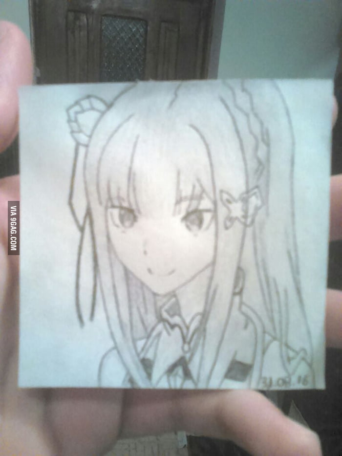 For my cousin, a draw of Emilia from Re:Zero - 9GAG