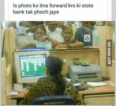 Indian Bank Employee.. playing solitaire when there is a long queue ...
