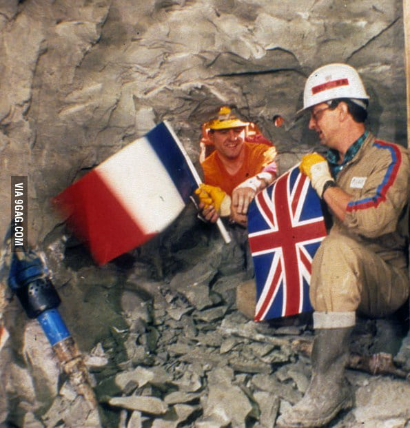 When both sides of the channel tunnel first met 1990 - 9GAG