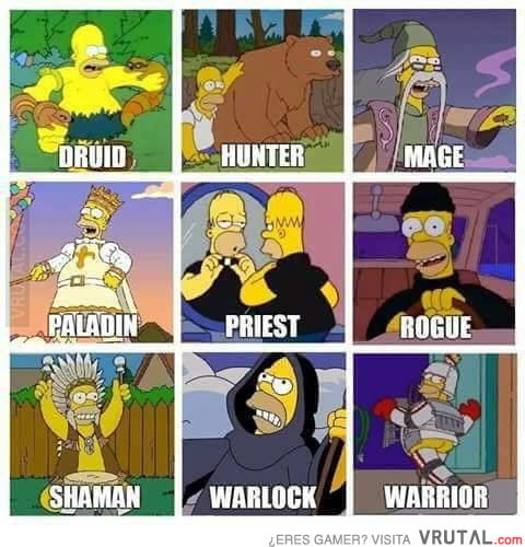 Hearthstone classes imagined as Homer Simpson. - 9GAG