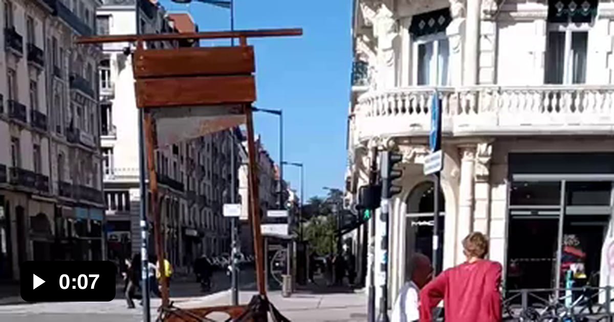 A guillotine during a protest today in Grenoble, France - 9GAG