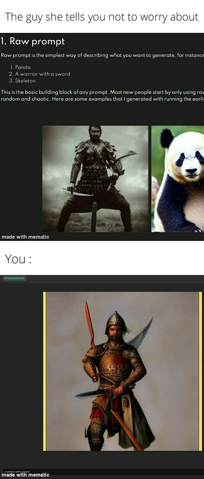 My first try at AI generated images "a warrior with a sword" - 9GAG