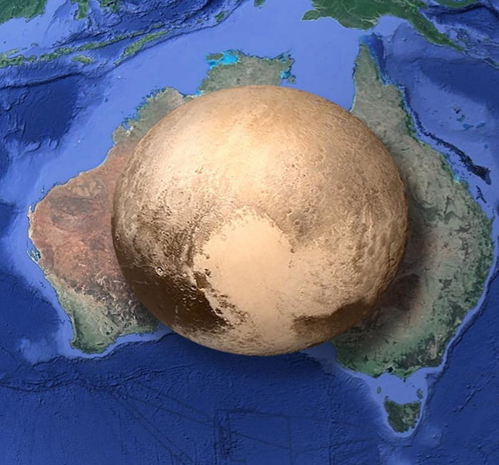 The size of Pluto vs the size of Australia. - 9GAG