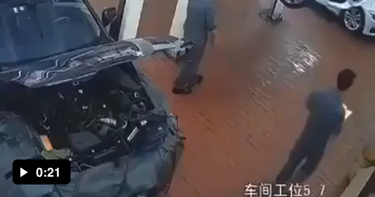 Car falls on a mechanic from a hydraulic lift and other mechanics ...