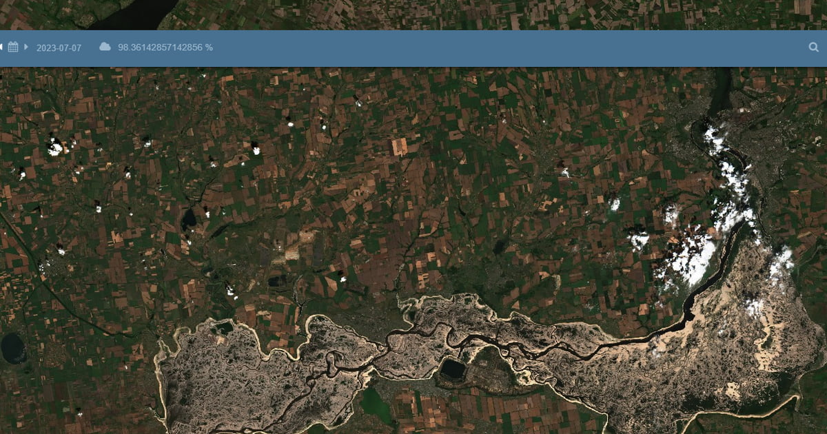 Before and one month after the destruction of the dam - 9GAG