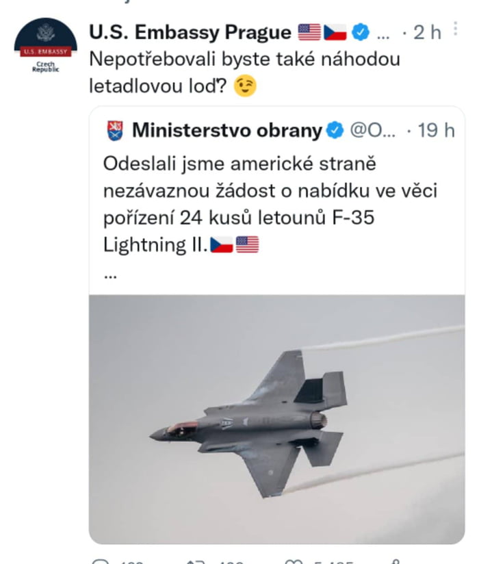 Official U.S. Embassy asking Czech if they don't need aircraft carrier ...