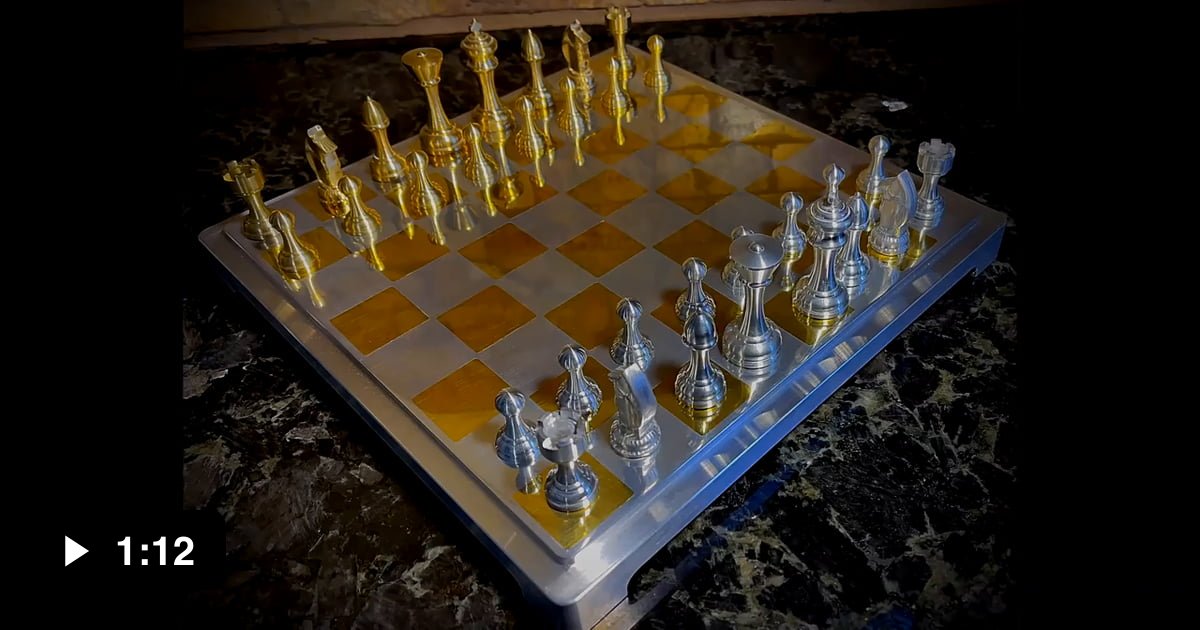 Chess set made of solid aluminum/brass on DIY CNC machine. - 9GAG