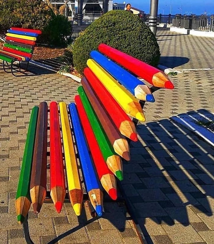 Colored pencil park benches - 9GAG