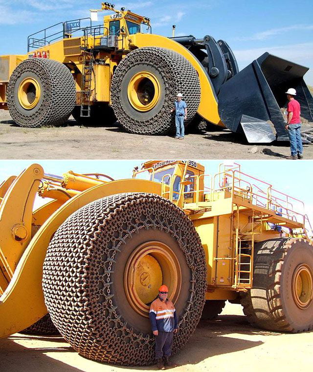 Front end loader with tire chain - 9GAG