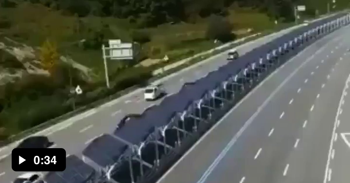 In South Korea, the solar panels in the middle of the highway have a ...