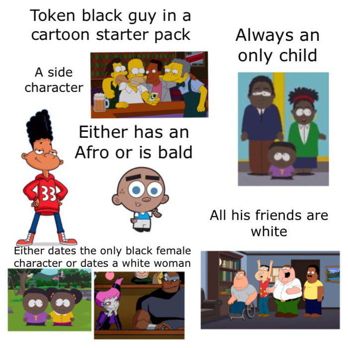 Token black guy in a cartoon starter pack - 9GAG