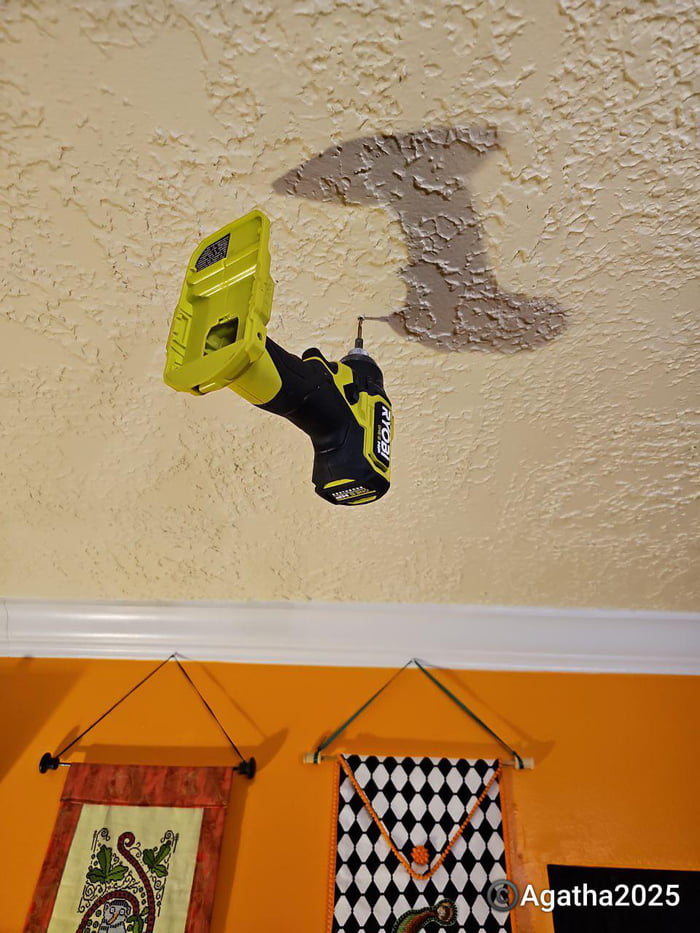 Battery died while it was stuck in a joist. - 9GAG