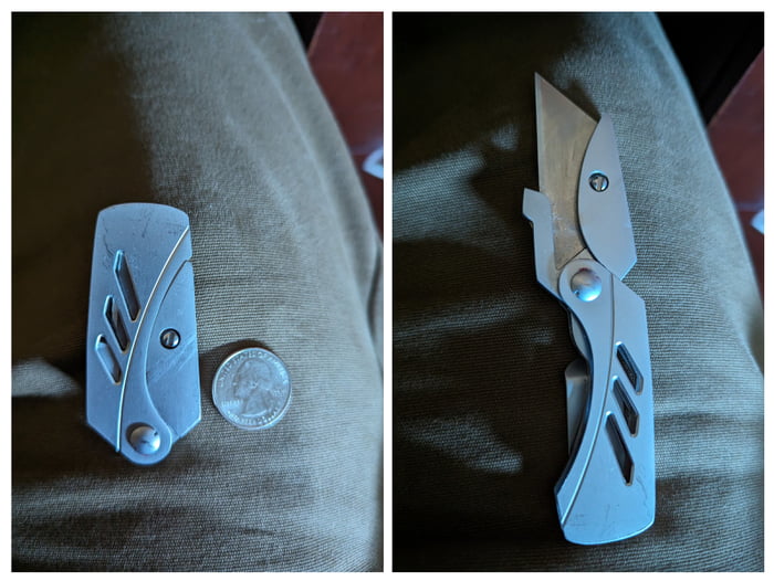 Small folding cutter that fits into the small coin pocket of your jeans ...