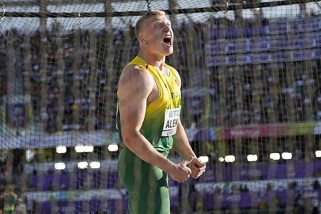 Lithuanian Mykolas Alekna broke world discus throw record. He threw 74 ...