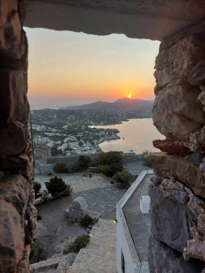 My view yesterday from atop of Hydra island, Greece. Any 9gaggers around here? - 9GAG