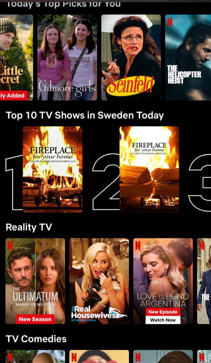 First and second most popular shows in Sweden over Christmas are fire ...
