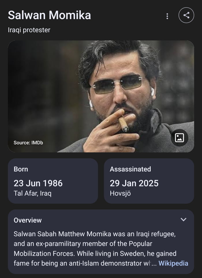 Exactly one year ago, he paid the ultimate price: Salwan Momika - 9GAG