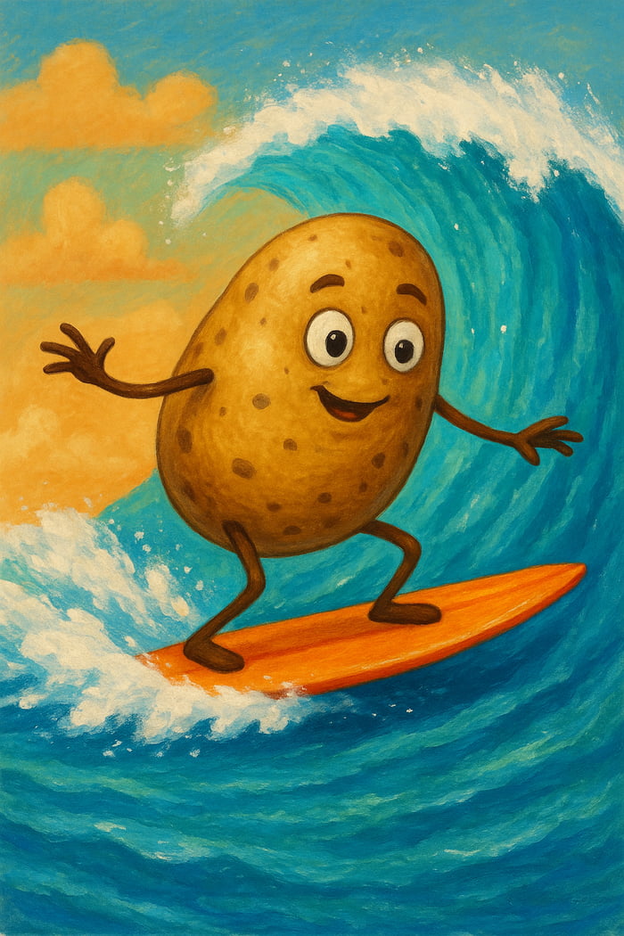 A surfing potato. Like you - 9GAG