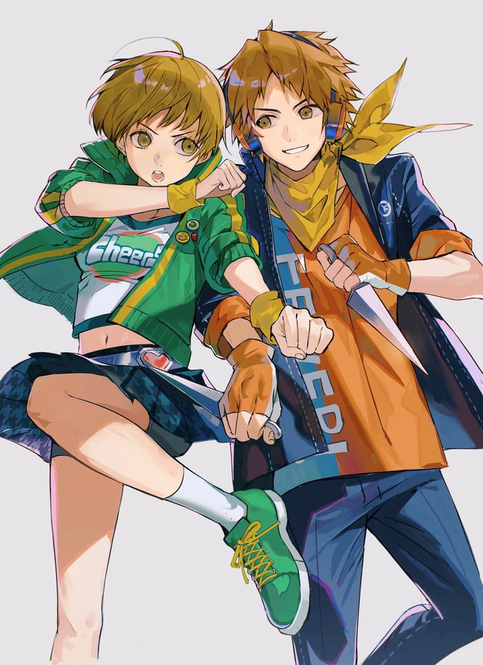 Posting Persona pics daily. Day 2526: P4D Chie and Yosuke - 9GAG