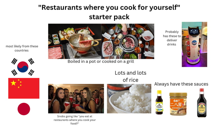 "Restaurants where you cook for yourself" Starter Pack - 9GAG