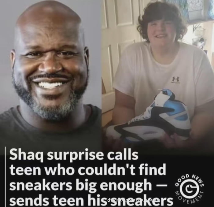Shaq steps up to help a teen with hard-to-fit feet, sending him a ...