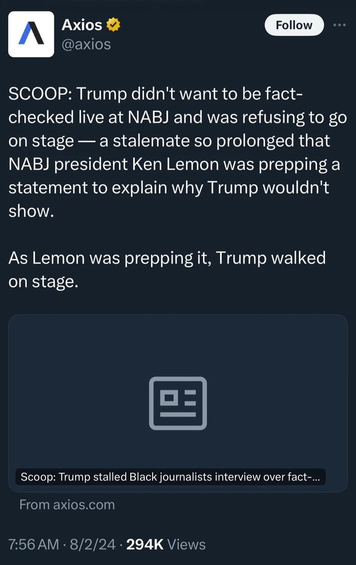 Trump scared of being fact check his lies on stage - 9GAG