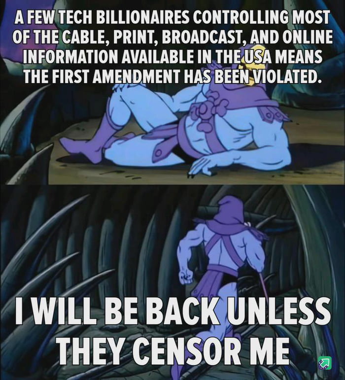 Freedom of speech is controlled by an oligarchy. Why isn't this a violation of the First ...