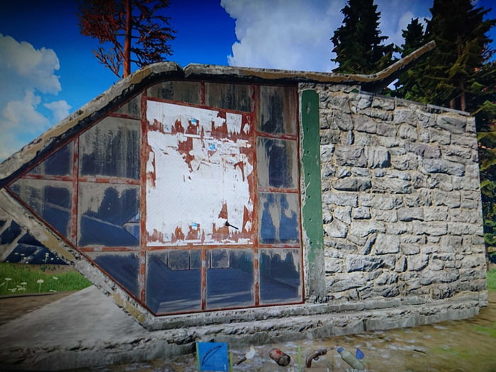 Building your base out of a bus stop (game is Rust) Improvise. Adapt ...