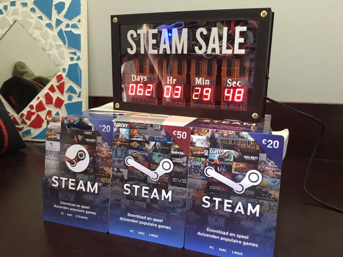Real life steam sale countdown timer, made together with a friend, as ...