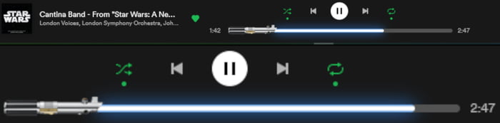 The Spotify Webplayer shows the progress bar of The Cantina Band Song ...