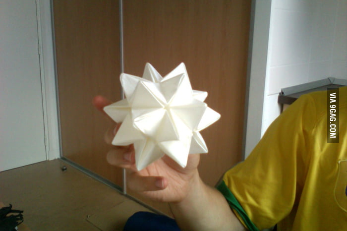 I make origami; this is a 20-peaks 3D star (stellated octahedron) made ...