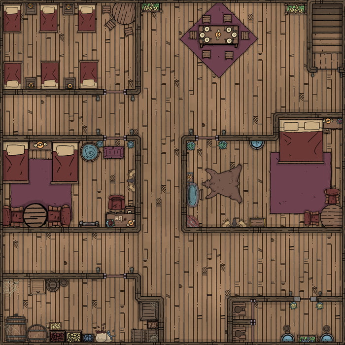Well this is a basic but detailed tavern/inn second floor DnD battle ...