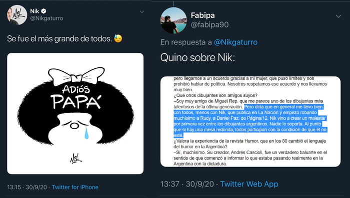 Quino sobre Nik - 9GAG