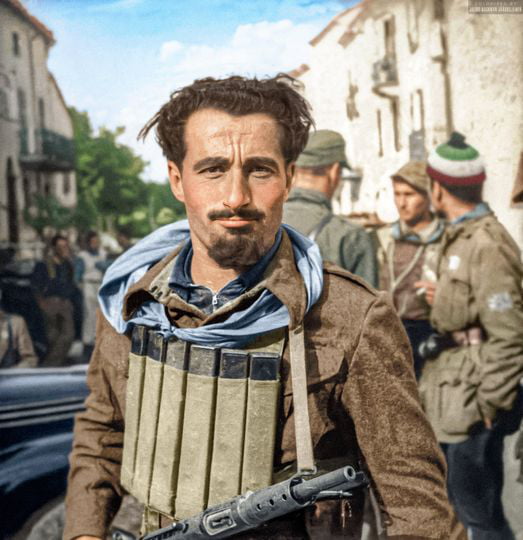 Close up of the partisan Stefano Candela known as 'Eolo', in a village ...