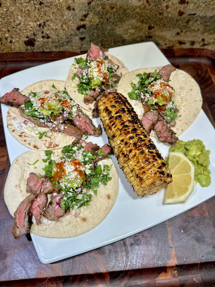 Carne asada tacos with homemade flour tortillas - 9GAG