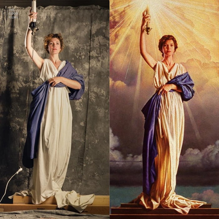 Jenny Joseph modeling for The Columbia Pictures logo, 1992. She had ...