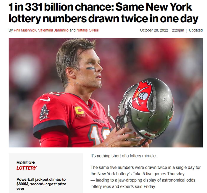 Same numbers drawn in one day in the New York lottery - 1 in 331 ...