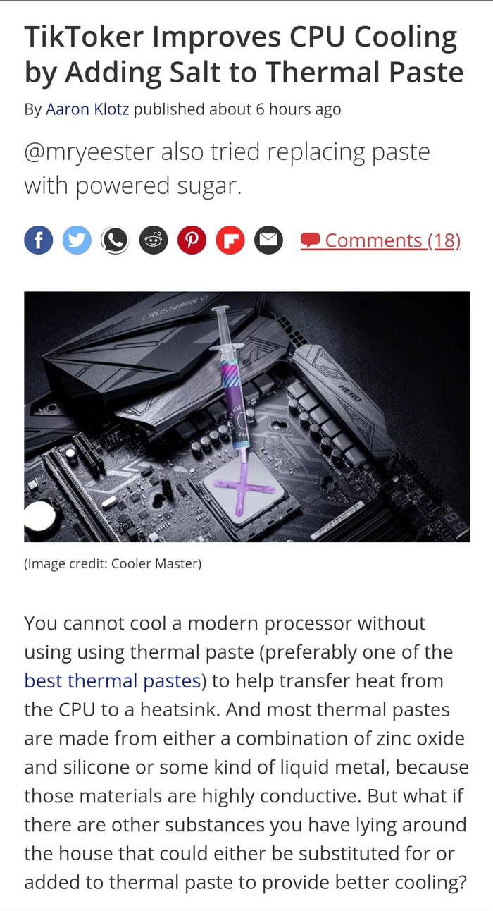 Adding tiktok user as thermal paste will cool it up even more - 9GAG