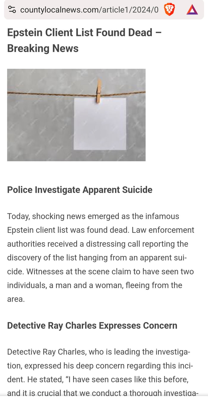 Epstein client list found dead. - 9GAG
