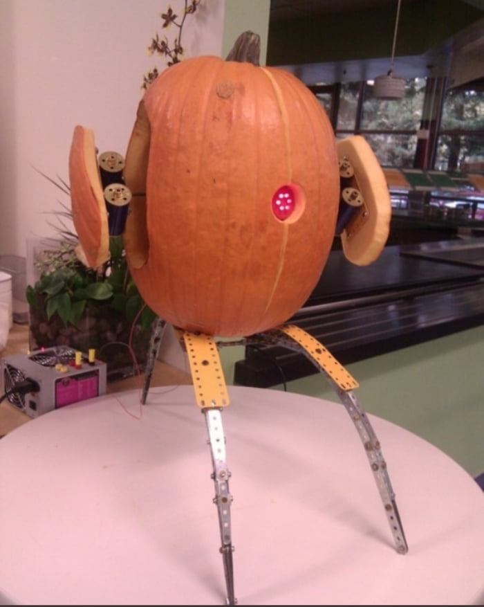 Sentry pumpkin. Automated Halloween terror of A.S.L. - 9GAG