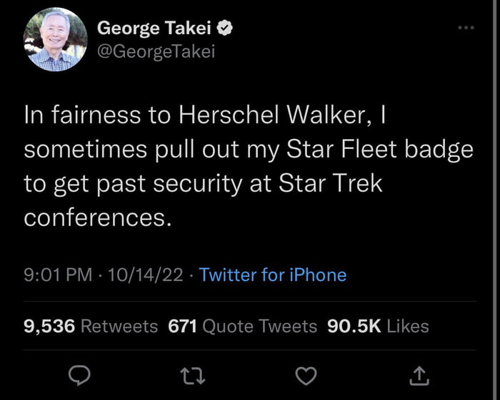 And yet Takei’s badge is still more valid than Walker’s - 9GAG