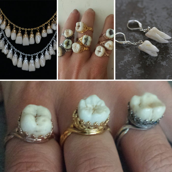 Jewelry made from human teeth. - 9GAG