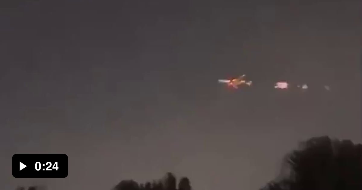 Atlas Air flight 95, a Boeing 747-8, seen emitting sparks and flames ...