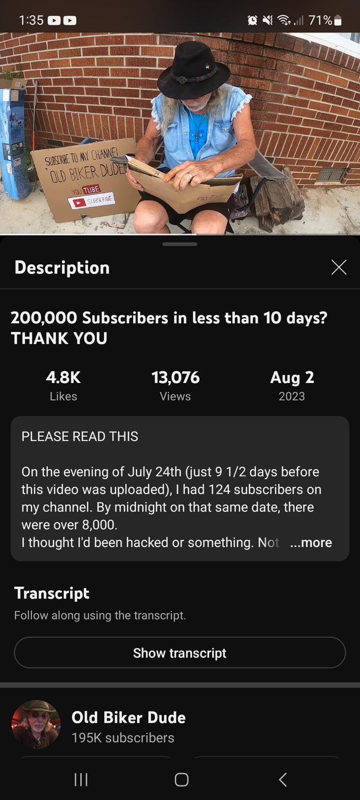 We did it boys! Keep supporting the Old Biker Dude. So sweet kind of man. - 9GAG